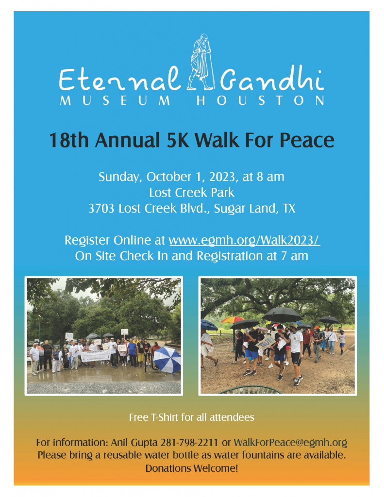 5K walk for peace - Eternal Gandhi Museum Houston